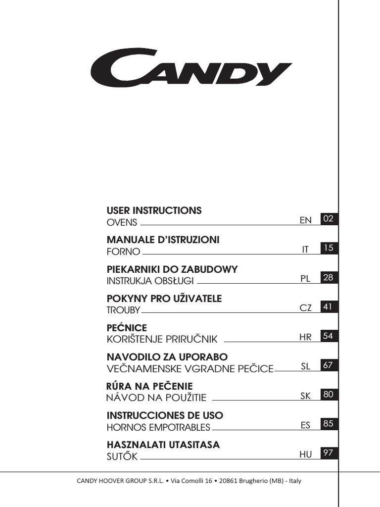 Manual Horno Multifunción Candy PDF | PDF
