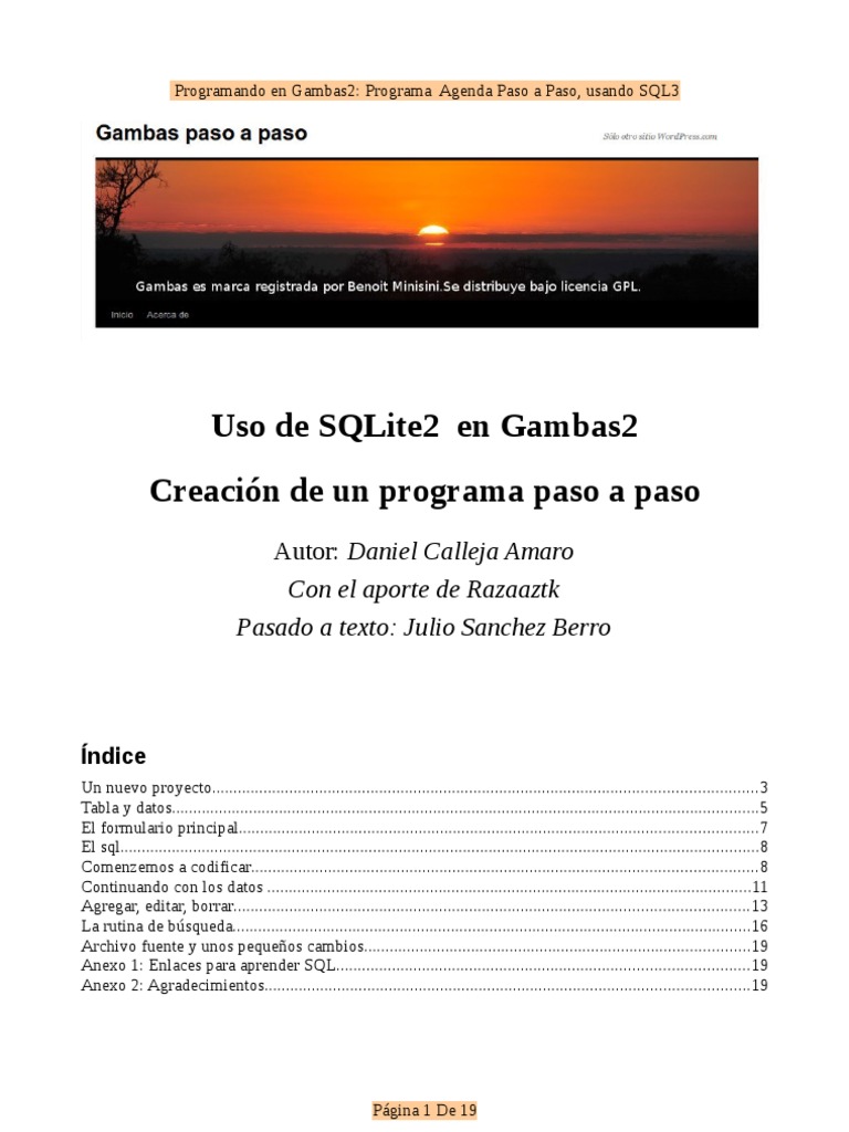 Guía de Agenda en Gambas2 y SQL3 | PDF | SQL | Tabla (base de datos)