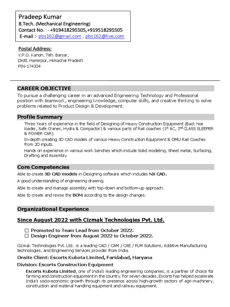 March CV Pradeep | PDF