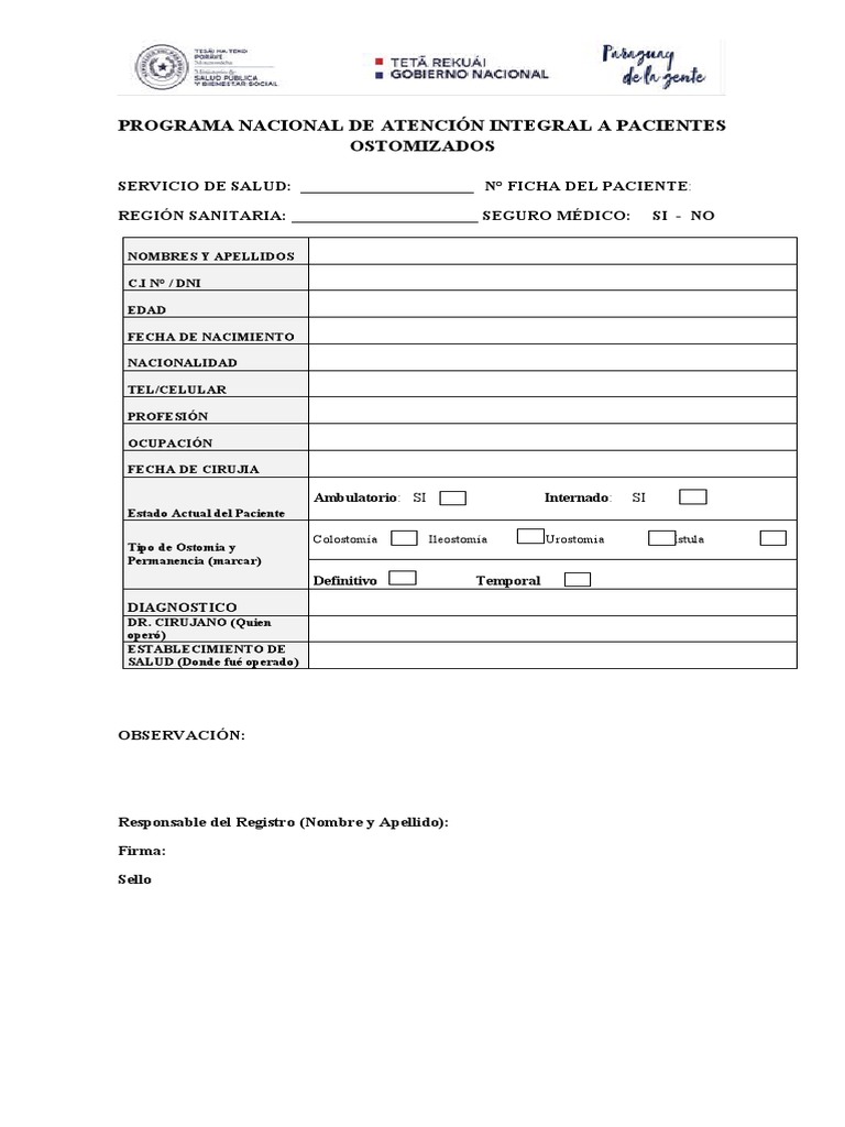 FICHA DE PACIENTES OSTOMIZADOS ACTUAL.docx | PDF