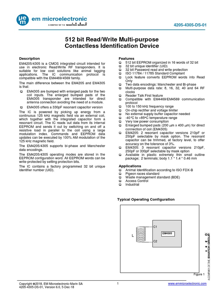 512 Bit Read-Write Multi-Purpose Contactless ID Device PDF | PDF