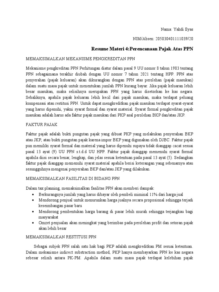 Memaksimalkan Mekanisme Pengkreditan PPN dan Restitusi PPN | PDF