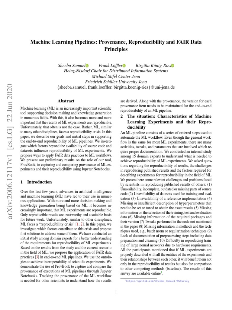 Machine Learning Pipelines Provenance Reproducibil PDF | PDF