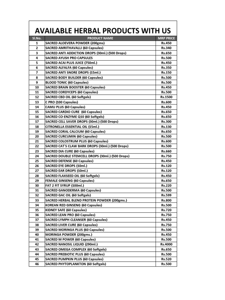 Herbal & Health Products Catalog | PDF