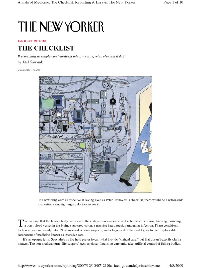 The Checklist Atul Gawande PDF | PDF | Intensive Care Unit ...