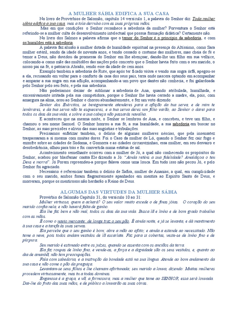 A Mulher Sábia Edifica A Sua Casa | PDF