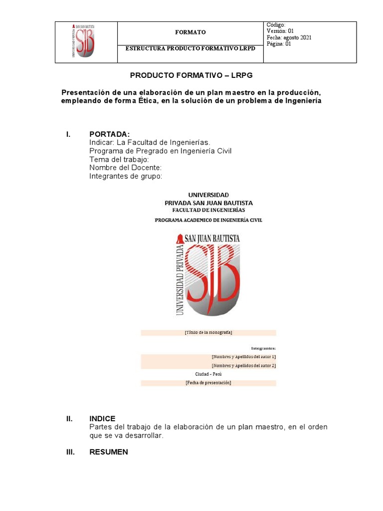 Producto Formativo LRPD - CONTENIDOS | PDF | Bibliografía | Ingeniería