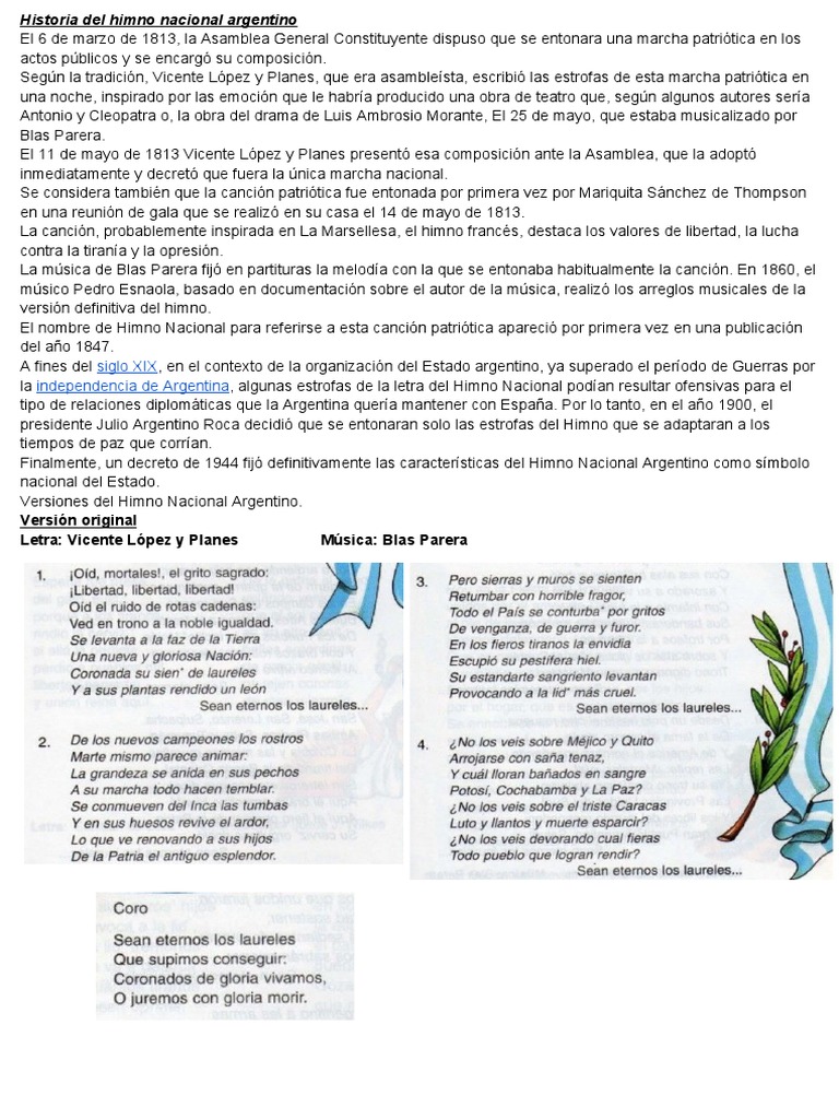 Historia Del Himno Nacional Argentino | PDF