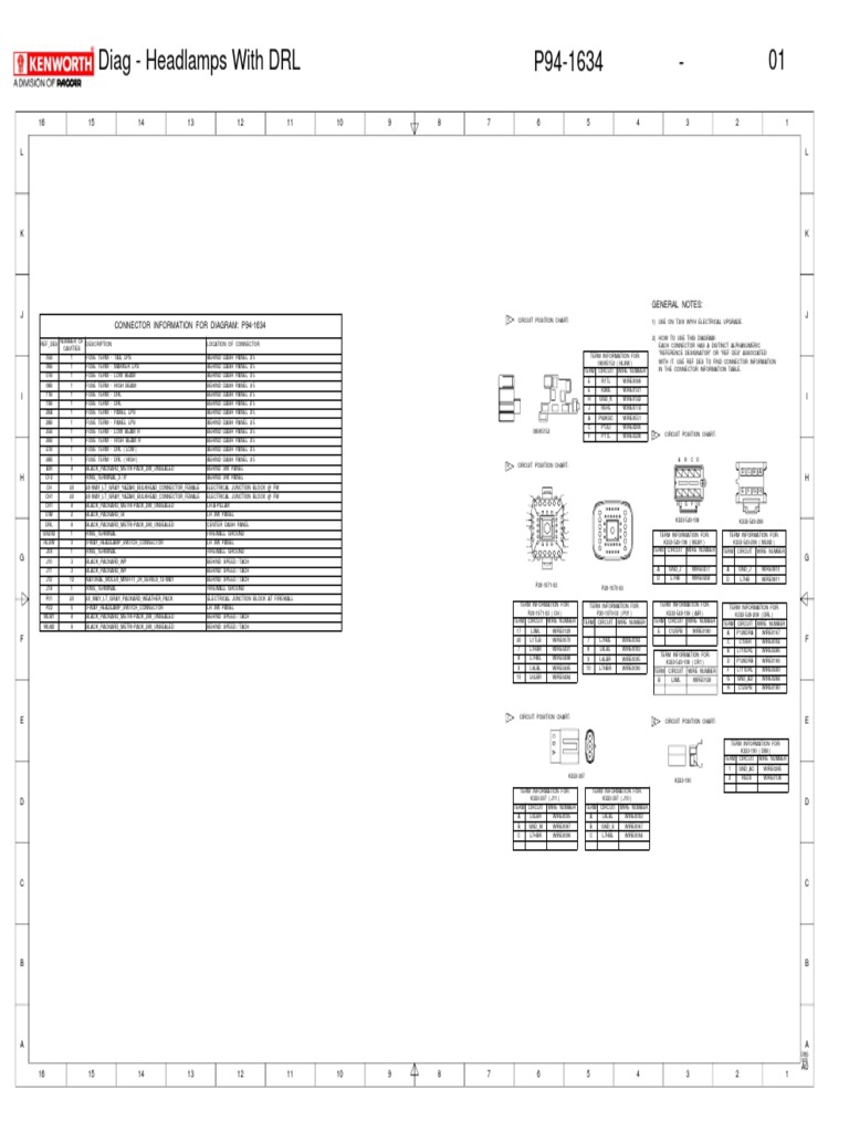 p94-1634 Diagram - Headlamps W DRL PDF | PDF | Road Safety | Motor Vehicle