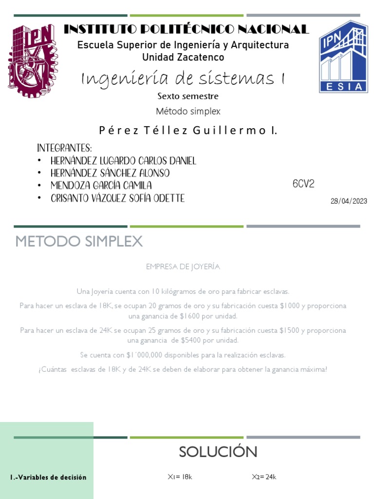 Sistemas. MÉTODO SIMPLEX PDF | PDF