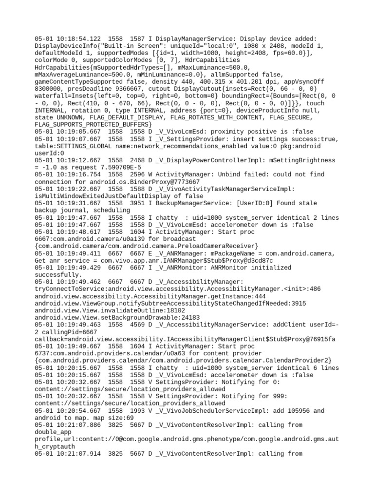 Android System Log Insights | PDF | Computers | Technology & Engineering