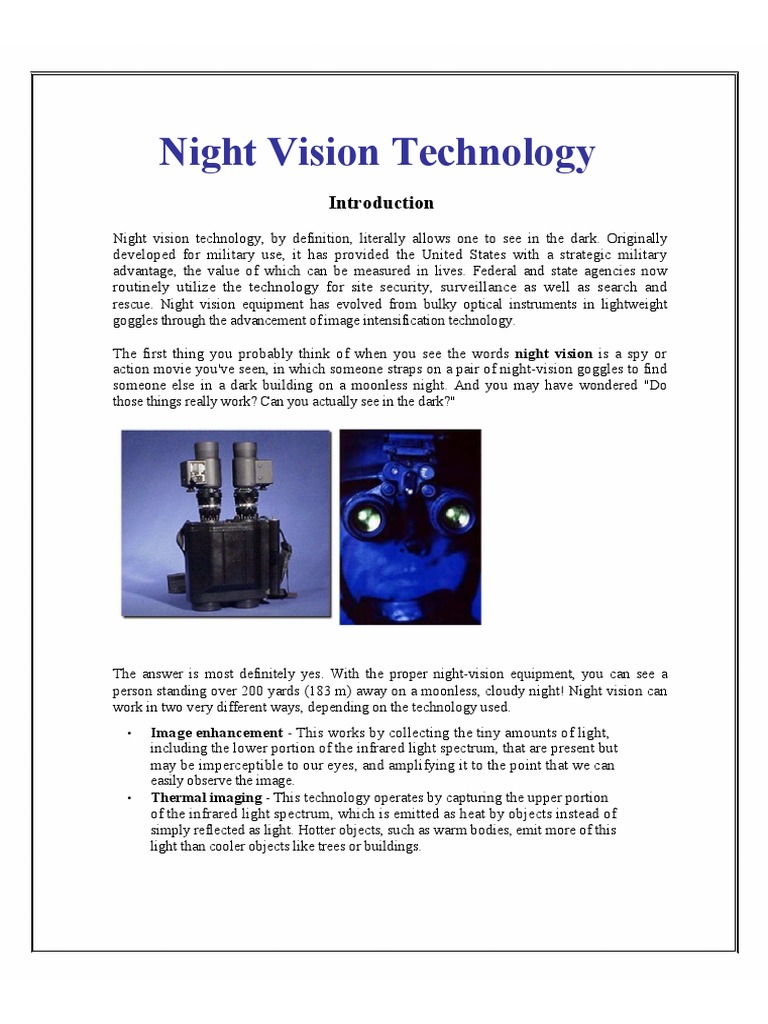 Night Vision Technology PDF | PDF