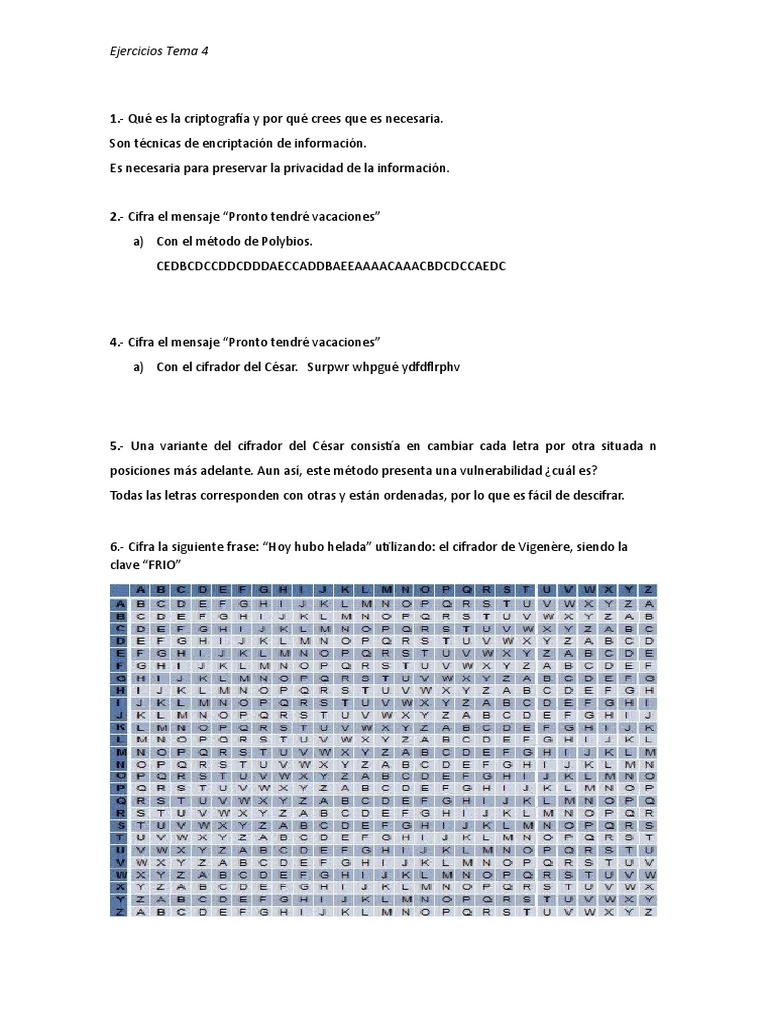 Ejercicios de Criptografía y Cifrado | PDF