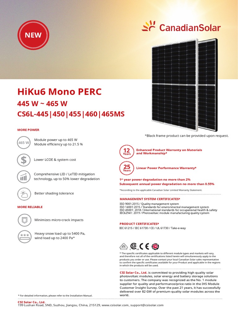 CS-Datasheet-HiKu6 CS6L-MS v1.2 EN PDF | PDF