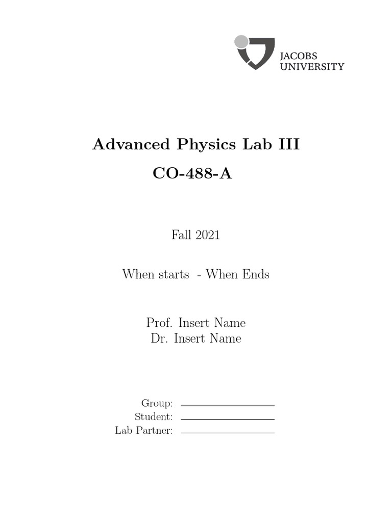 2021 Manual Adv Phys III | PDF