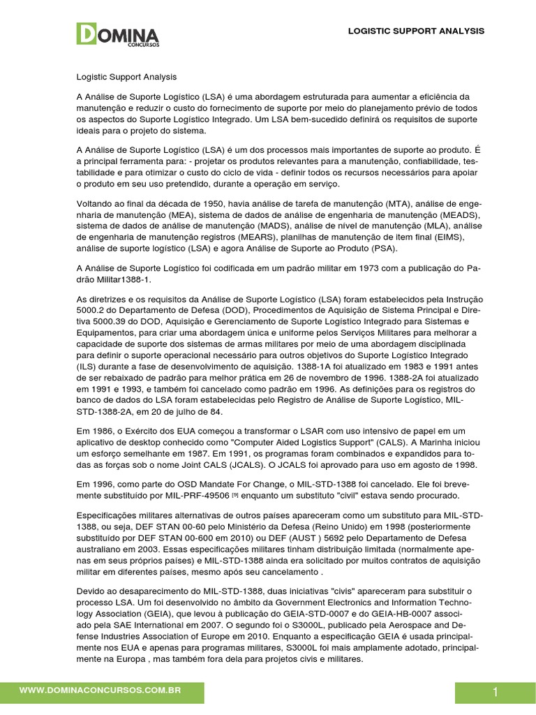 11 Logistic Support Analysis PDF | PDF