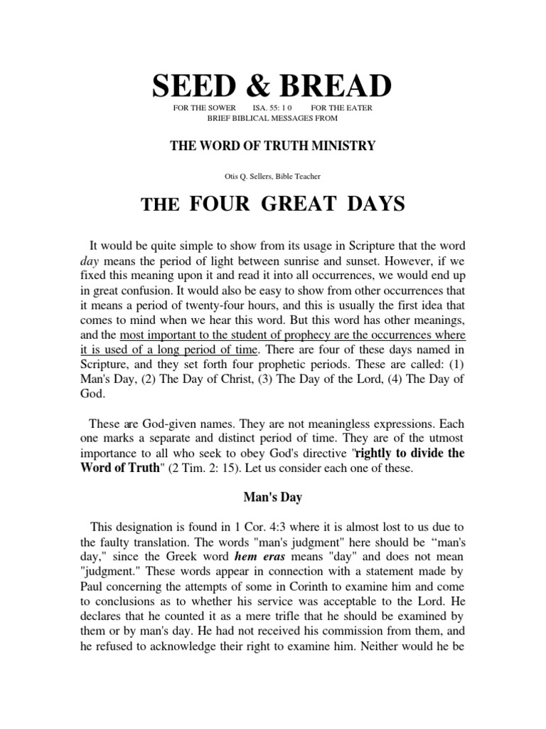 SB054 - The FOUR GREAT DAYS | PDF | Second Coming | Christian Belief ...