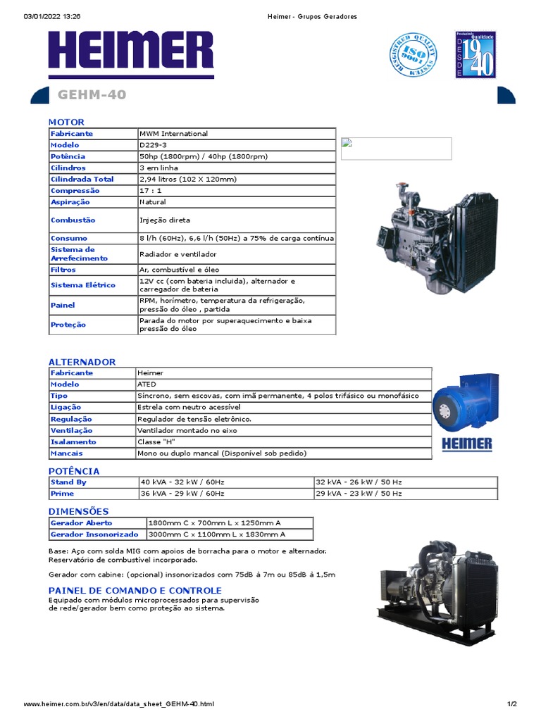 Heimer - Grupos Geradores PDF | PDF