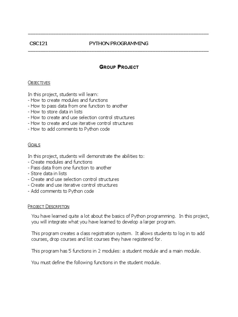 CSC121 Group Project | PDF | Programming | Computer Program