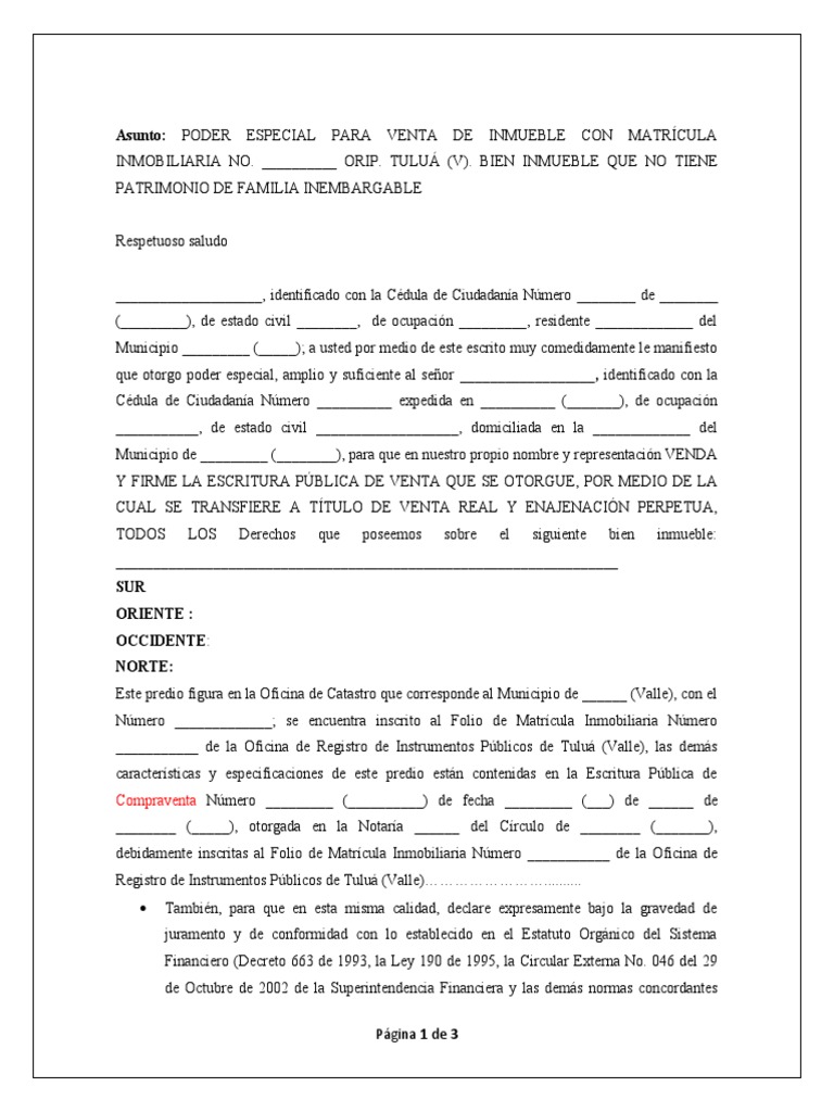 Poder Venta de Bien Inmuble | PDF