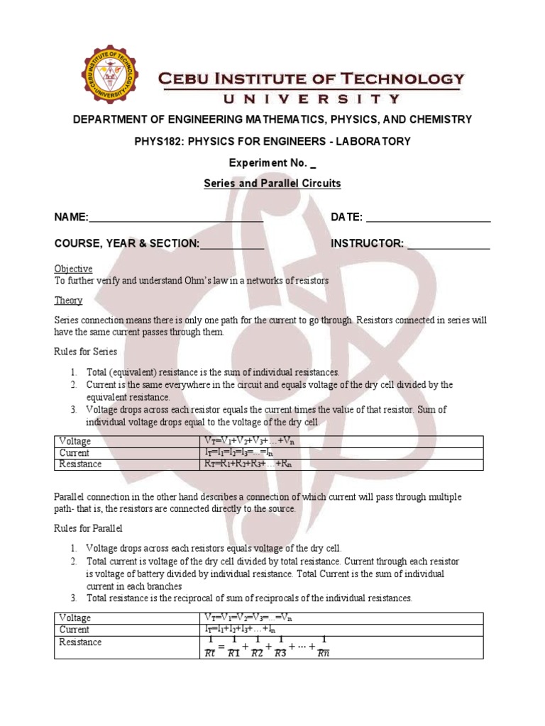 Series and Parallel Circuits Lab | PDF
