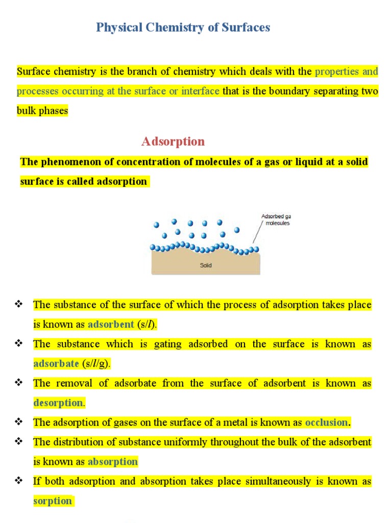 Surface Chemistry.pptx | PDF | Adsorption | Catalysis