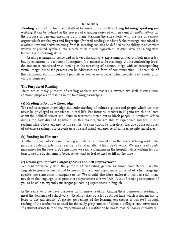 Reading and Listening Skills | PDF