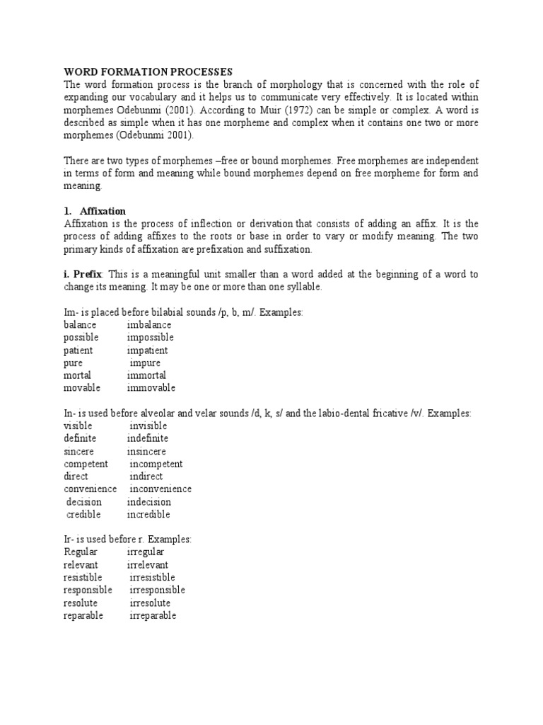 Word Formation Processes - 015617 PDF | PDF