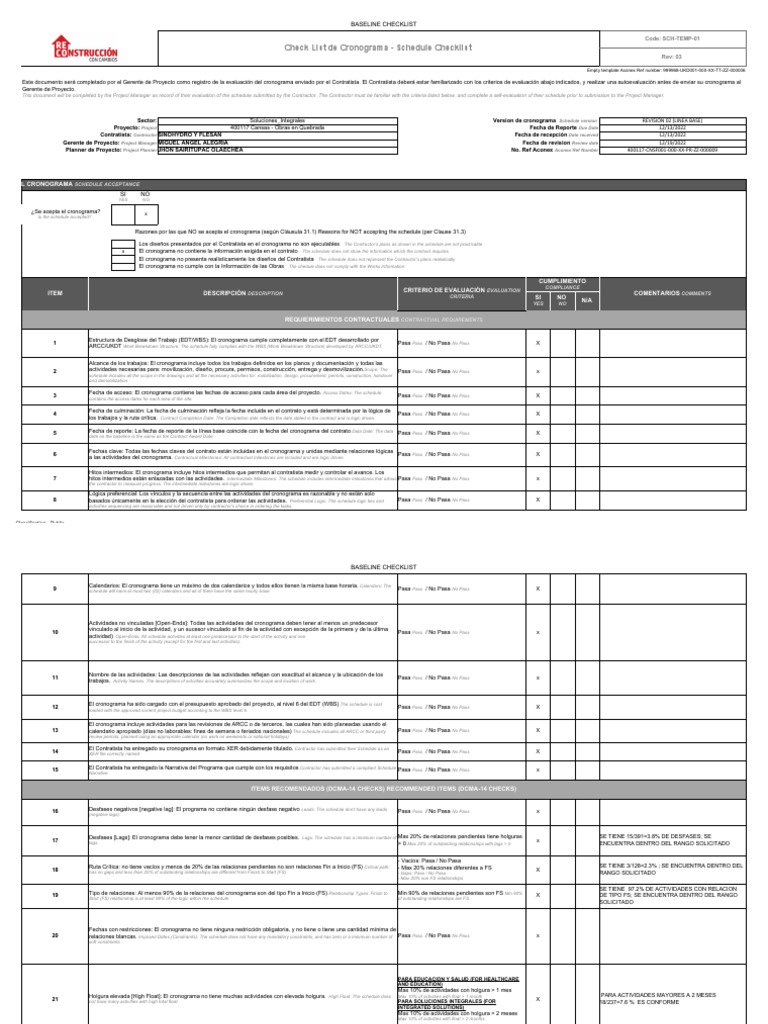 999968-UKD001-000-XX-TT-ZZ-000006 Schedule Check List REV 04 | PDF