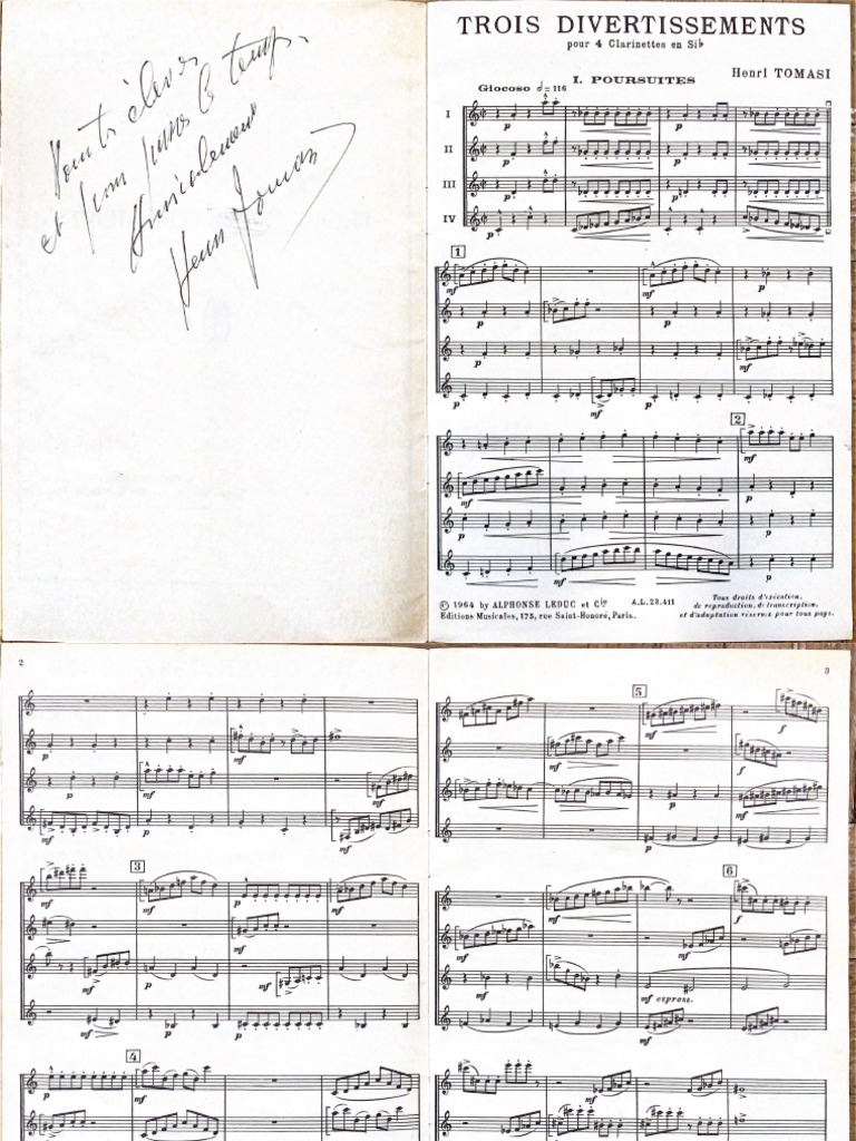 Trois Divertissements de H. Tomasi | PDF