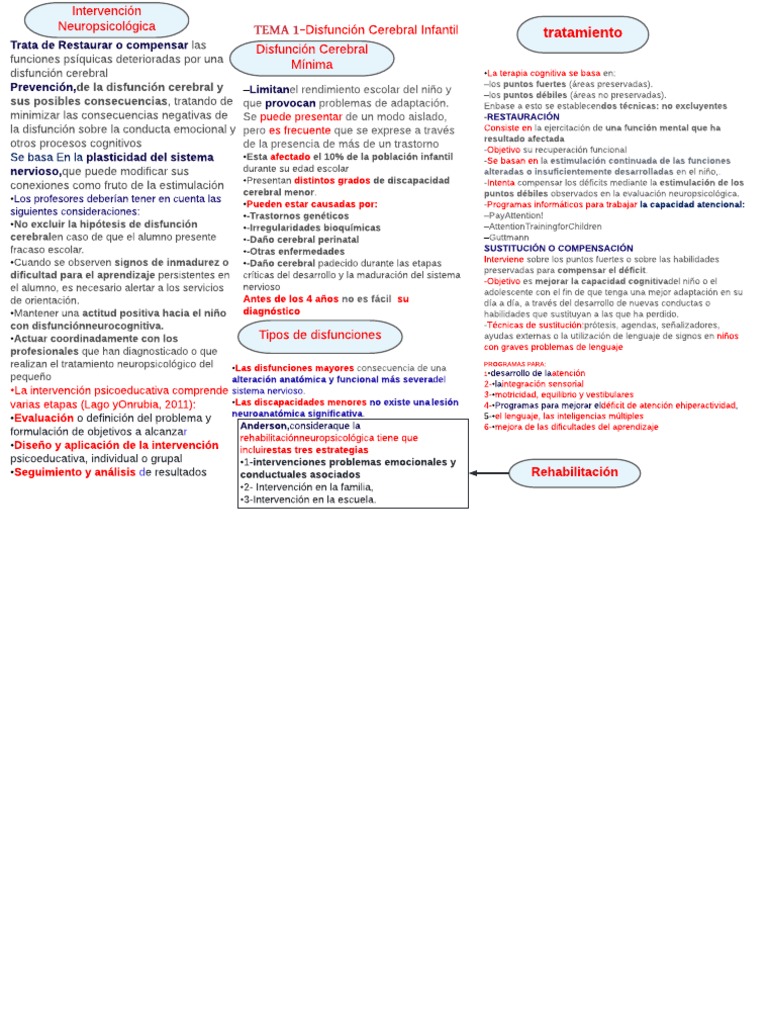 Mapa Tema 1 - Disfunción Cerebral Infantil PDF | PDF