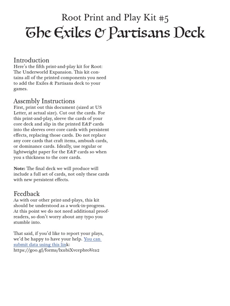 The Exiles and Partisans Deck Without Pictures PDF | PDF | Mouse