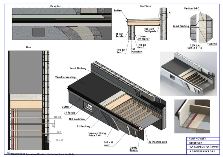 Flat Roof Detail Working Drawing | PDF | Building Technology | Components