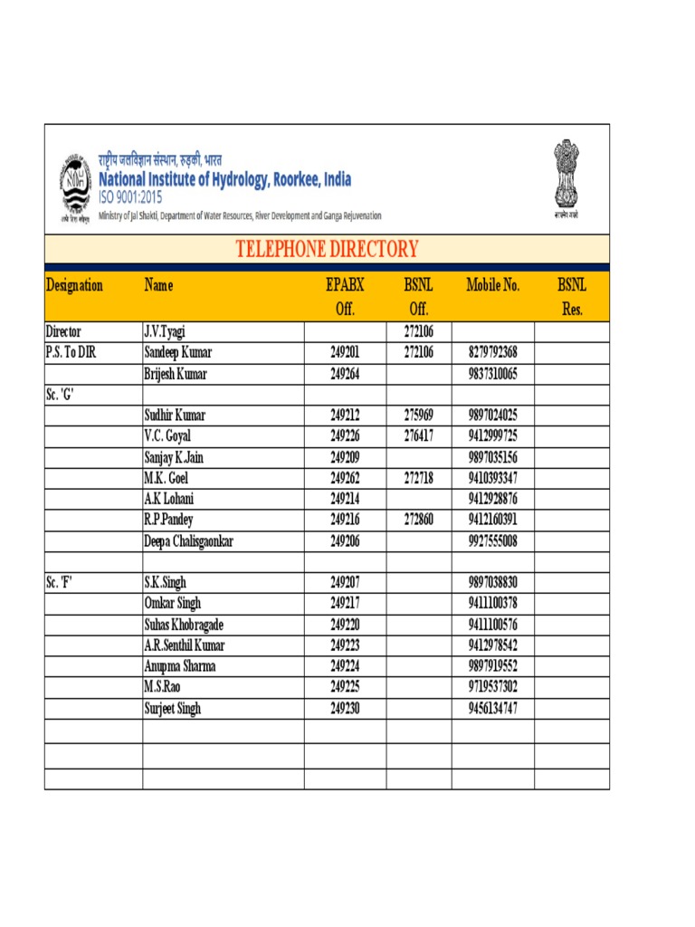 Comprehensive Internal Phone Directory | PDF