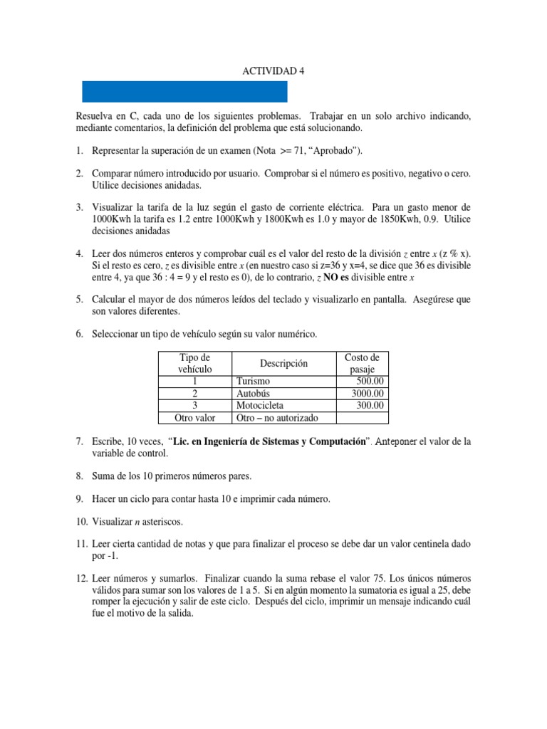 Problemas C# PDF | PDF | Programación de computadoras | Informática