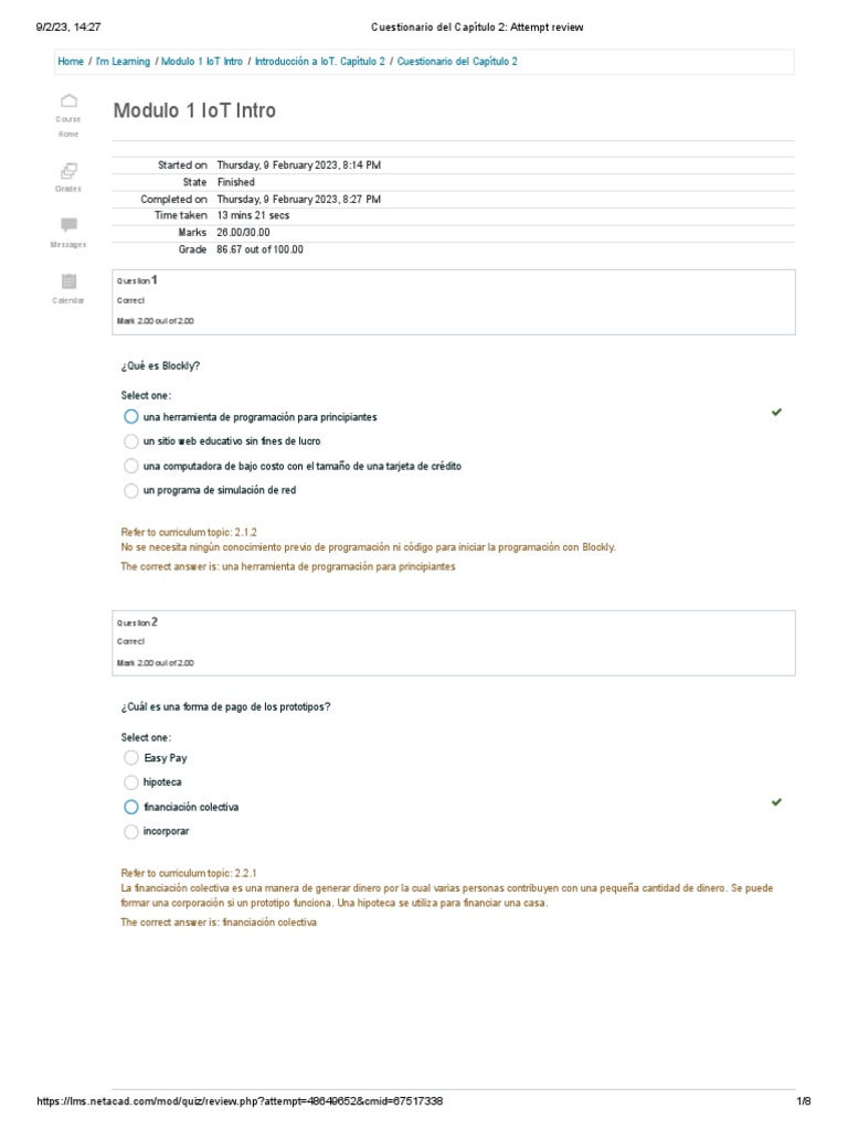 Cuestionario Capítulo 2: IoT y Python | PDF