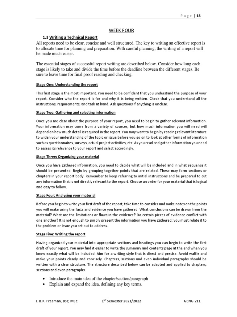 Week 4 - Writing A Technical Report PDF | PDF | Proofreading | Information