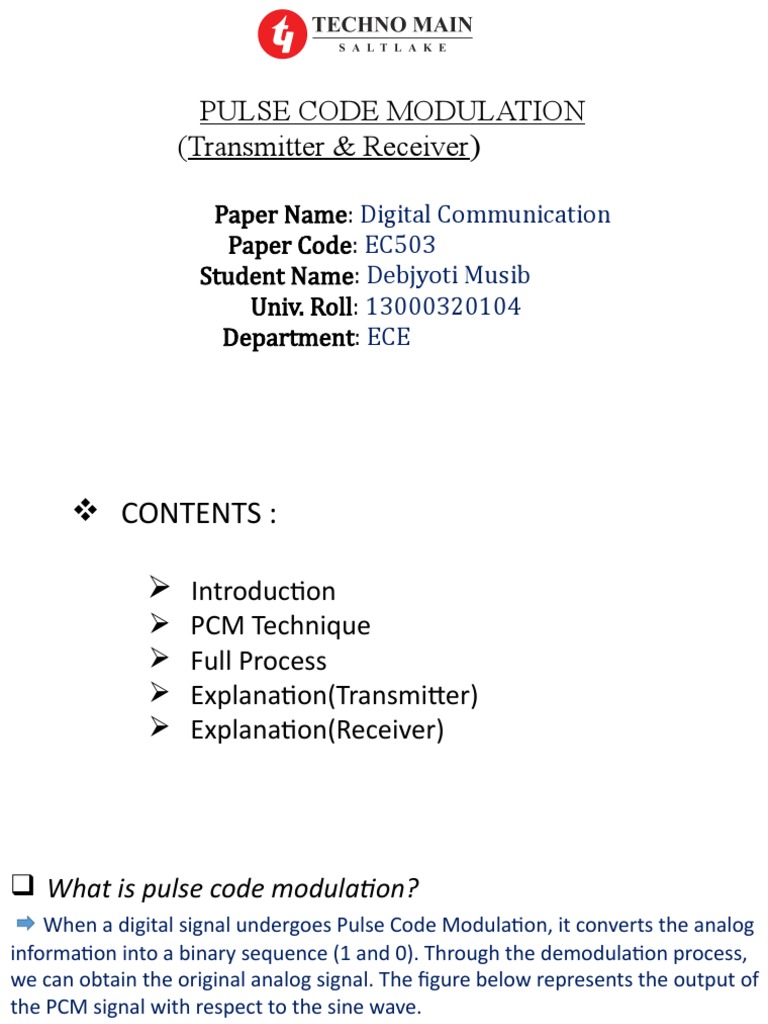 Pulse Code Modulation | PDF | Sampling (Signal Processing) | Modulation