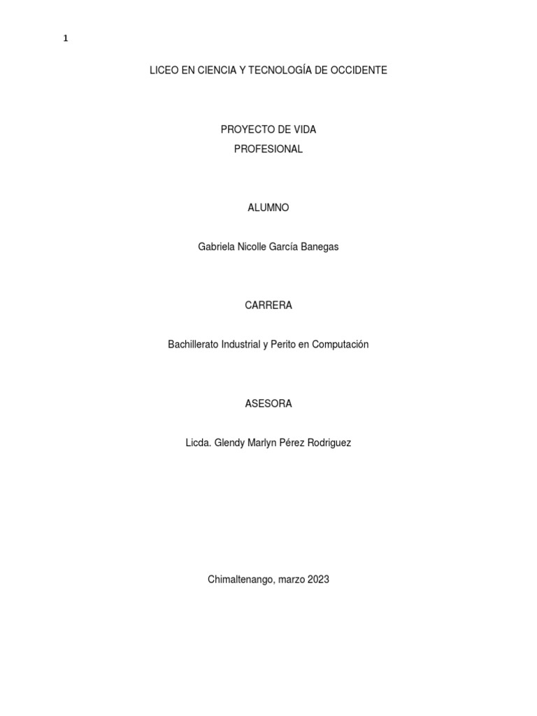 Proyecto de Vida García Banegas PDF | PDF