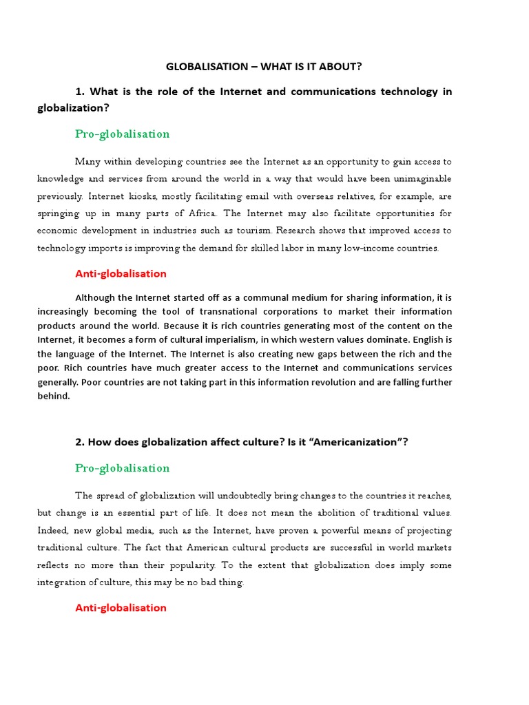 GLOBALISATION_PROS and CONS.doc | PDF