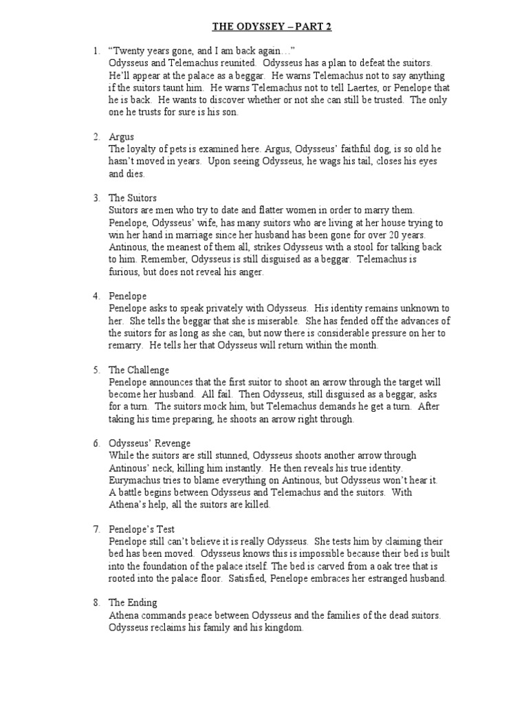 THE ODYSSEY - Part 2 Summary | PDF | Penelope | Odysseus