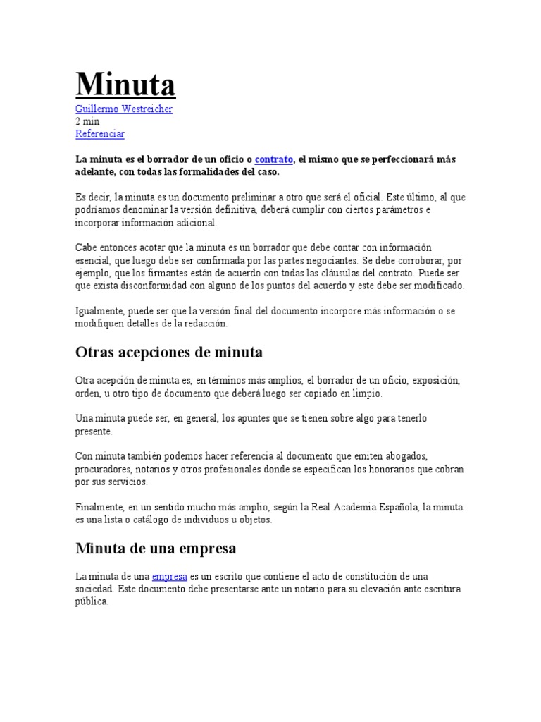 Definición y Tipos de Minuta | PDF