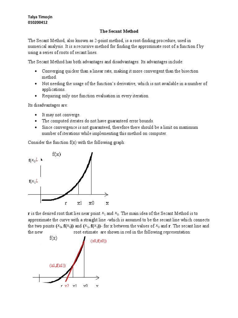 The Secant Method - HW1 - 010200412 | PDF