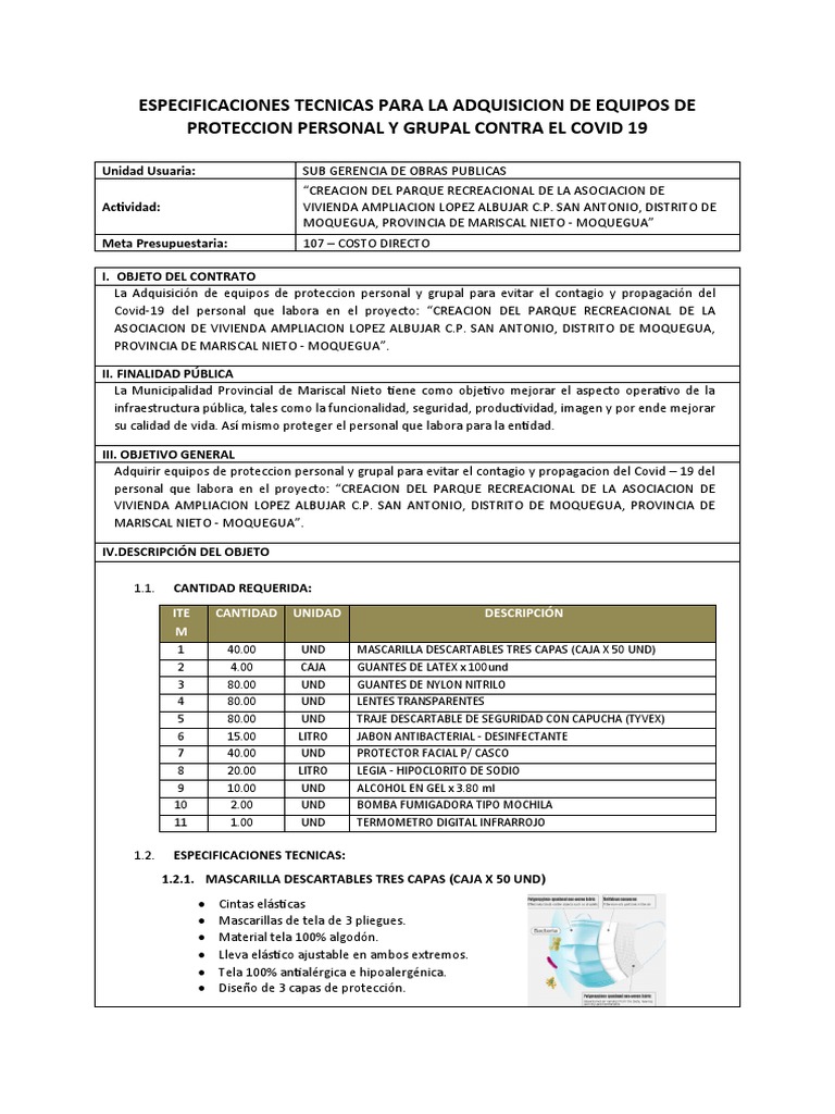 0084 ESP. TEC. - EPPS COVID 19 Rev01 | PDF