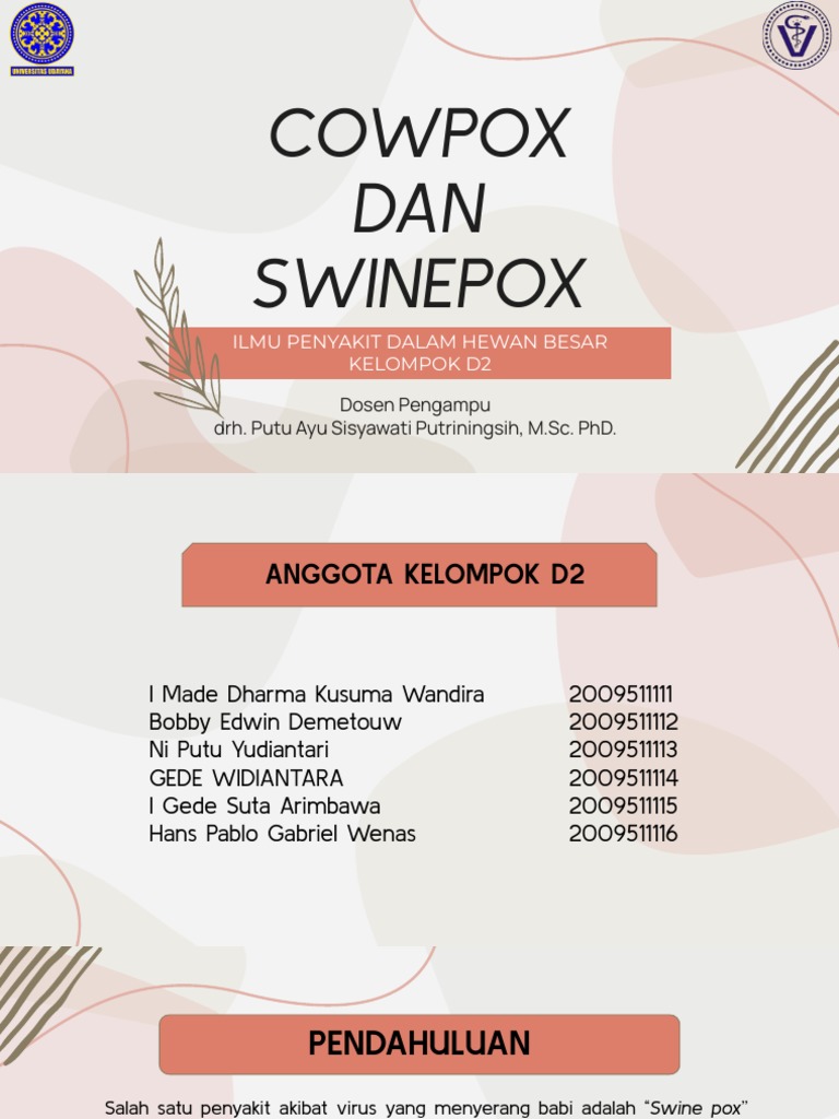 Kelompok D2 - PPT COWPOX & SWINE POX PDF | PDF