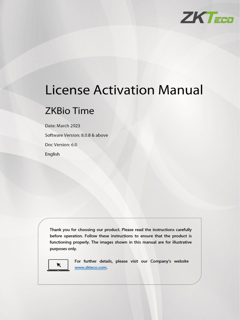 ZKBio Time License Activation Manua-20230322 PDF | PDF