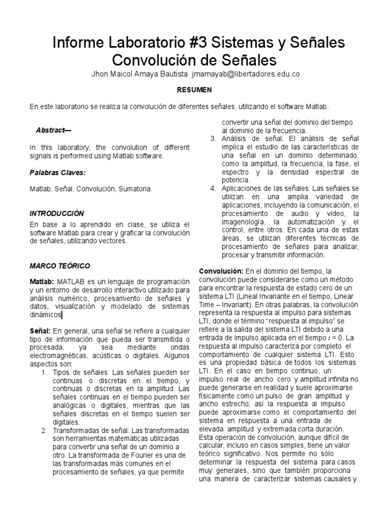Informe 3 Señales y Sistemas | PDF