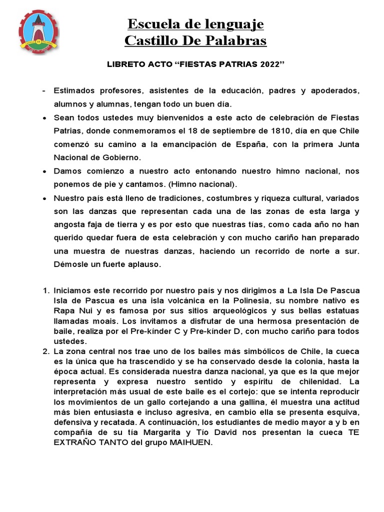 LIBRETO Acto Fiestas Patrias | PDF