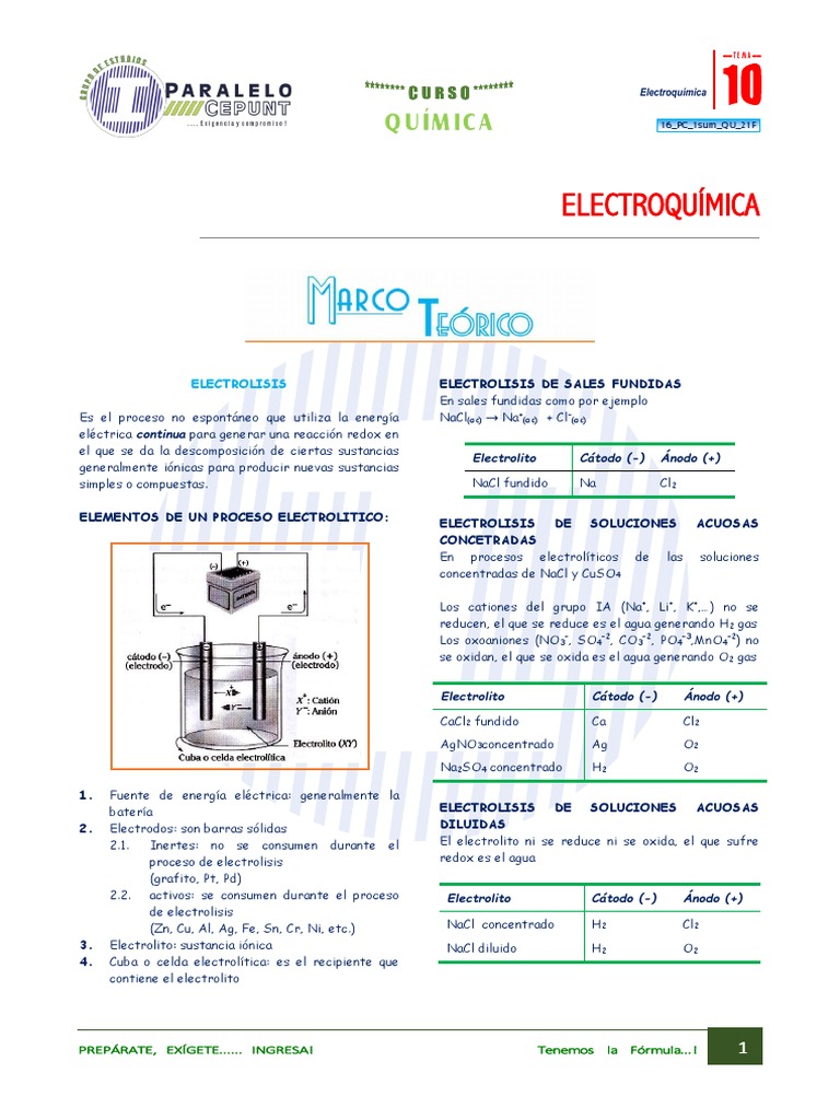 Lección 10 - Electroquímica PDF | PDF