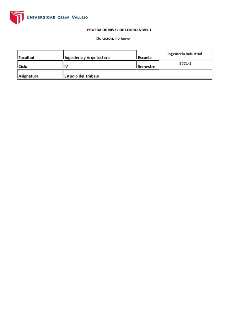 ET - PRUEBA DE NIVEL DE LOGRO Nivel 1 | PDF